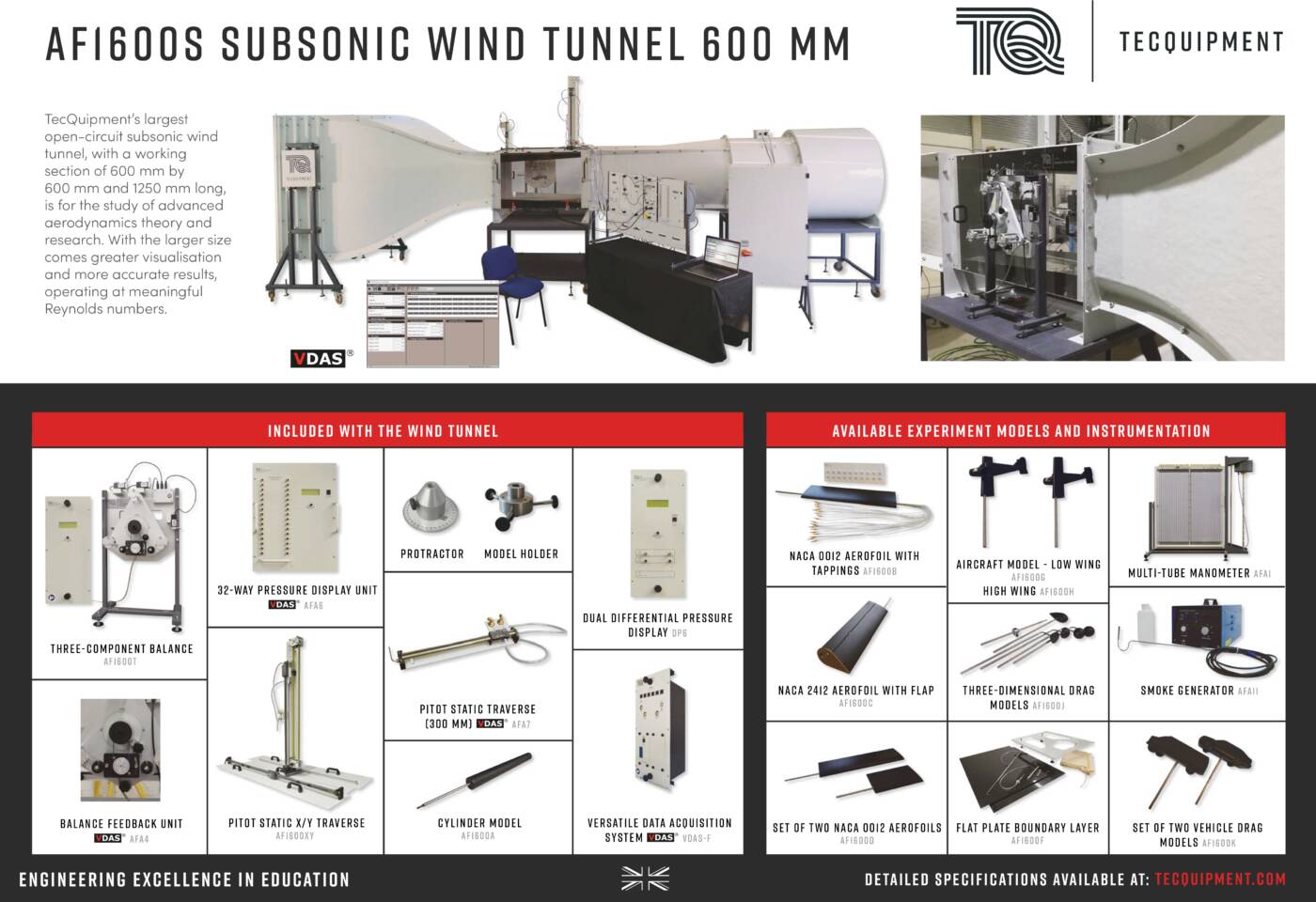 SUBSONIC WIND TUNNEL 600mm | TecQuipment