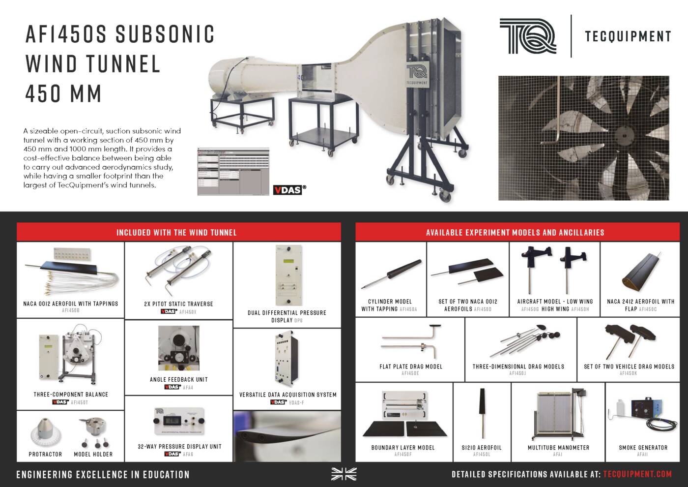SUBSONIC WIND TUNNEL 450mm | TecQuipment