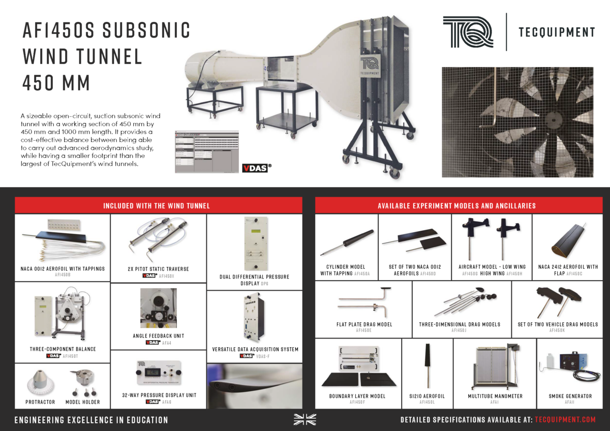 TecQuipment | SUBSONIC WIND TUNNEL 450mm